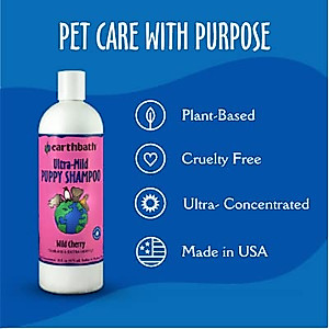 Earthbath Ultra-Mild Wild Cherry Puppy Shampoo - Tearless & Extra Gentle for Puppies' Sensitive Skin, Aloe Vera, Vitamin E, Give Your Puppy a Brilliant and Quality Shine, Made in USA - 16 fl. oz
