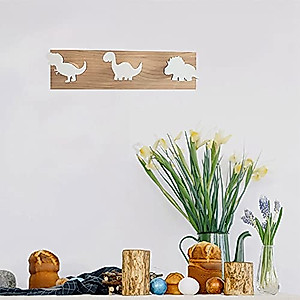 sanction Kids Dinosaur Wall Mounted Coat Hooks Wooden Door Hanger for Boys Bedroom Nursery Playroom Decorations -Black