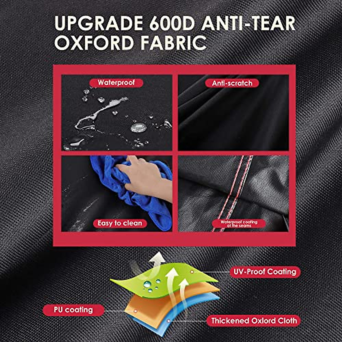 K-Musuclo Riding Lawn Mower Cover, Outdoors Tractor Cover Heavy Duty 600D and Pvc Coating, Waterproof Strip With Drawstring & Cover Storage Bag（72"L X 54"W X 46"H）