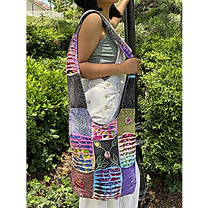 Bohemian Quilted Torn Look Razor Cut Hippie Crossbody Sling Purse Boho Handbag