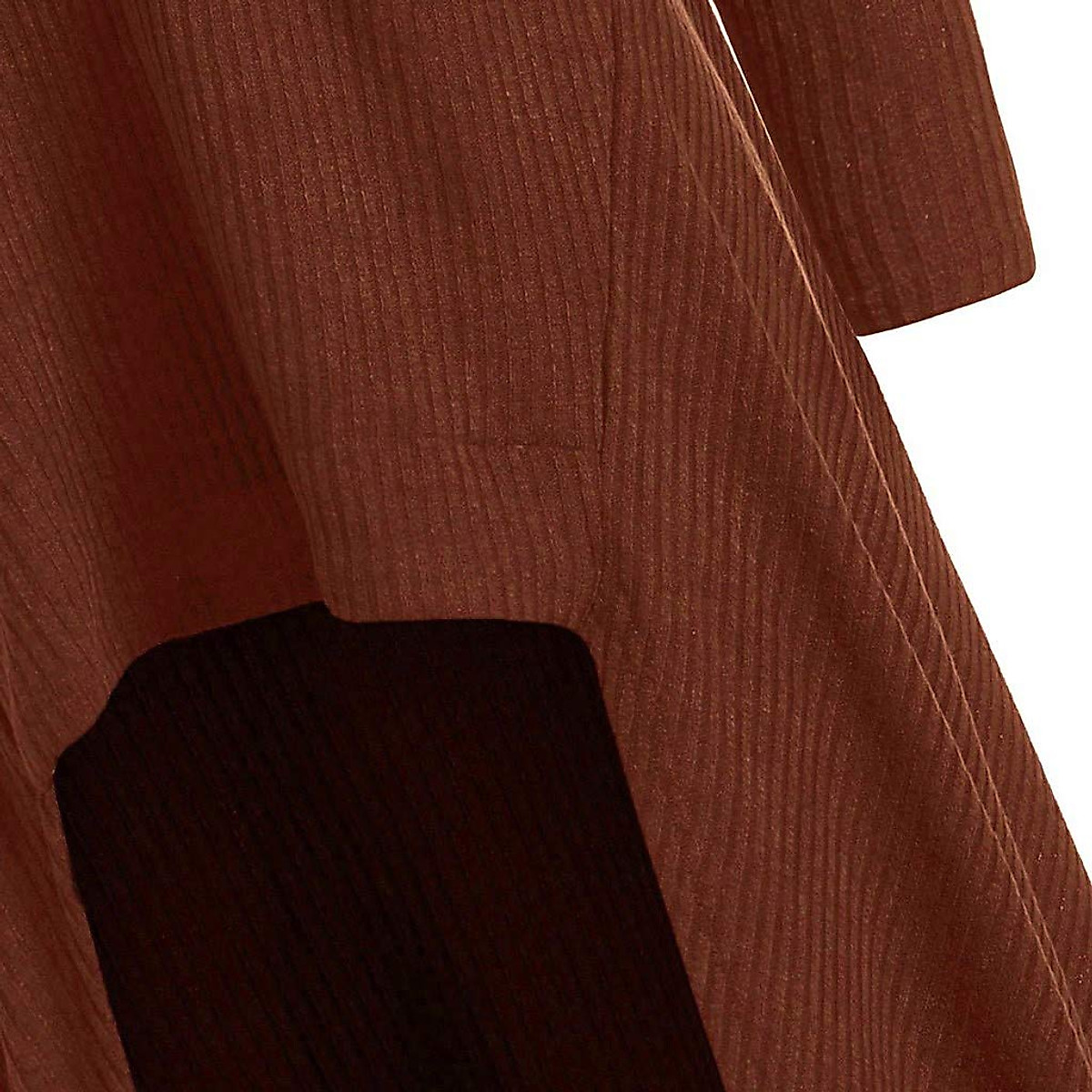 Aniywn Women Asymmetric Hem Hoodies Plus Size Vintage Cloak High Low Sweater Coat Loose Knitted Ribbed Blouse Tops Coffee