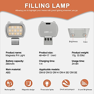 STARTRC OM Fill Light for DJI OSMO Mobile 6/OM 5/OM SE/OM4 SE/Insta360 Flow,Magnetic Fill Light Compatible with DJI Osmo Gimbal Stabilizer Accessories