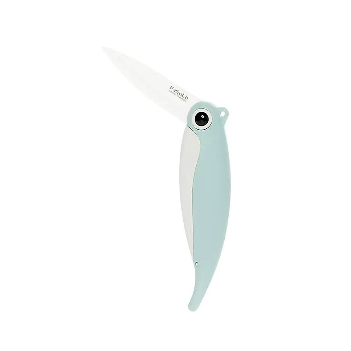 Folding knife, portable pocket ceramic knife for fruit, suitable for carrying super sharp mini fish shaped Ceramic Paring Knife when traveling (Blue)