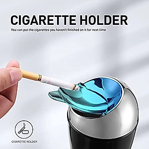 Anfrere Tall Outdoor Standing Ashtray with Lid, Black Adjustable Stand Ash Butt Holder for Home Patio, Outside Windproof Cigar Ash Tray Cigarette Butt Disposal Receptacle in 20", 27.5", 35" Heights