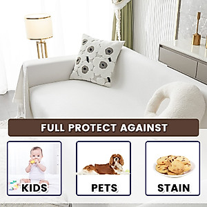 MYSKY HOME Couch Covers for 2 Cushion Couch Sofa Slipcovers Geometrical Sofa Covers for Living Room Sectional Sofa Covers for Dogs (X-Large, 71" x 118", White)