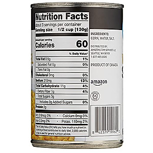 Amazon Brand - Happy Belly Whole Kernel Corn, 15.25 ounce (Pack of 1)