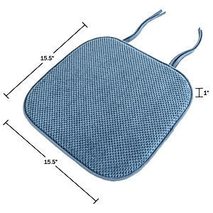 Lavish Home Memory Foam Chair Cushion, 15.5 in x 15.5 in, Blue 2 Count