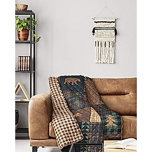Donna Sharp Throw Blanket - Brown Bear Cabin Lodge Decorative Throw Blanket with Square Patchwork