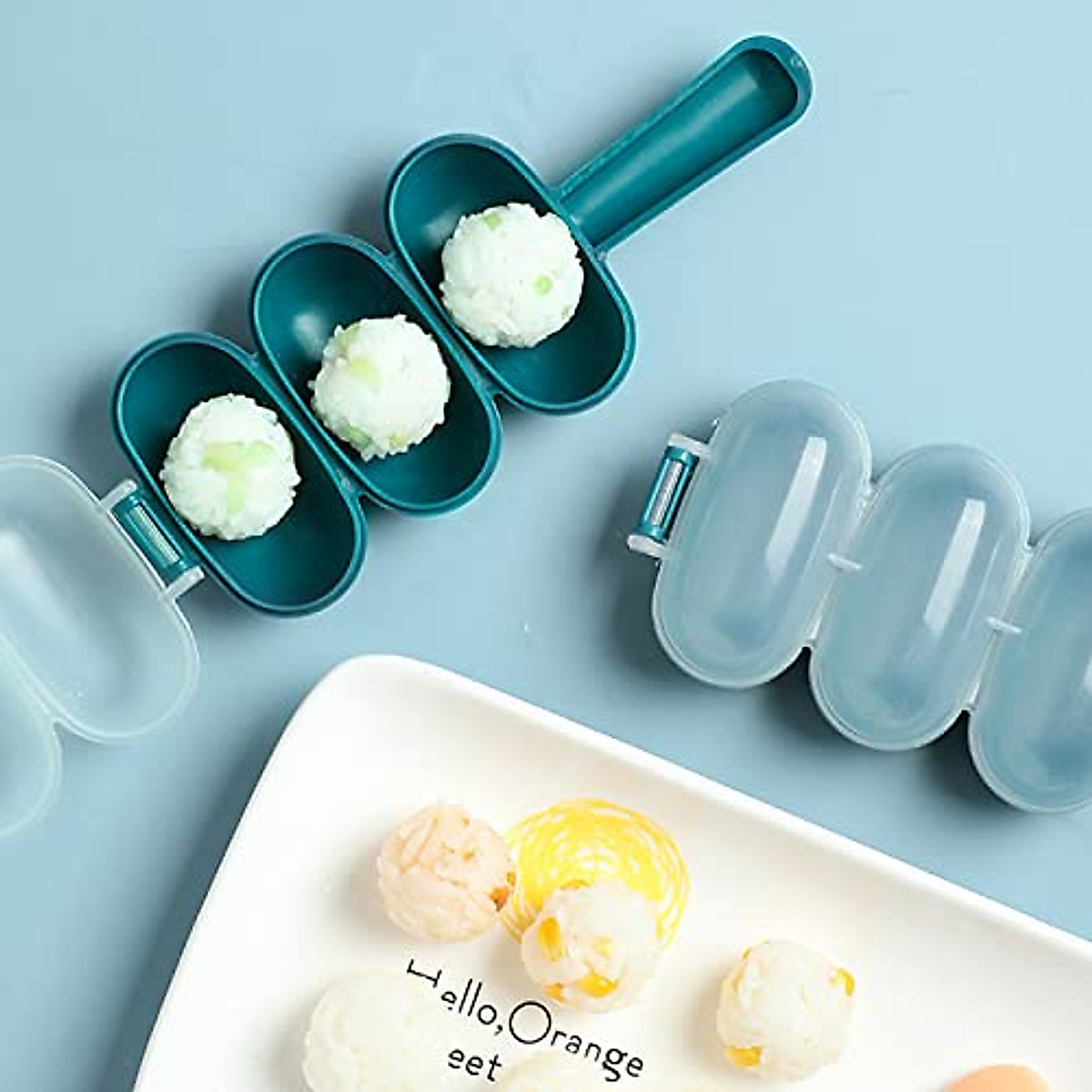5 Pcs Sticky Rice Mold | Sushi Maker Rice Baller Shakers,3-Cavity Onigiri Mold Shake Molds DIY Sushi Tool for Children Home Kitchen to Make Meatballs & Rice Balls
