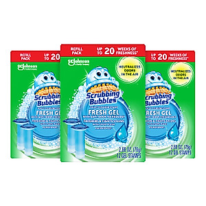 Scrubbing Bubbles Fresh Gel Toilet Cleaning Stamp Refill, Rainshower, 12 Gel Stamps, Pack of 3 (36 Stamps Total)