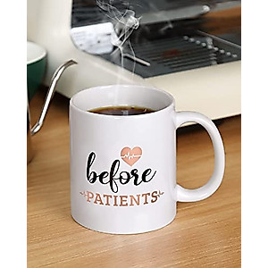 Levfla Before Patients After Patients Set Nurse Gifts 11 oz Coffee Mug 18 oz Stemless Wine Glass 2 oz Shot Glass Set for Nurse, Doctor, Dentist, Dental, Physician, Hygienist, RN (Rose Gold)
