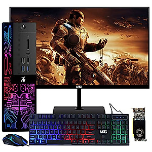 Gaming PC Desktop, Intel Core i3-6500, TechMagnet Siwa 6, 16GB RAM, 240GB SSD (Fast Boot), 1TB HDD, AMD RX 550 4GB DDR5, New MTG 24" Monitor, RGB Speakers Keyboard Mouse, Windows 10 Pro (Renewed)