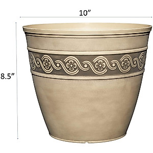 Classic Home and Garden Corinthian Resin Flower Pot Planter, Concrete Grey, 10"