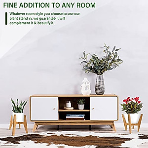 Adjustable Bamboo Plant Stand(8 to 12 inches), Mid Century Modern Plant Stand, Indoor Plant Holder Stands For 8 9 10 11 12 Inch Pot (Bamboo Plant Stand Only)