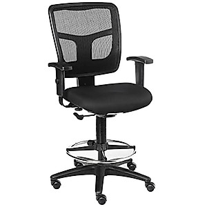 Lorell Ratchet Mesh Mid-Back Stool Chair 2.6" Height X 75.8" Width X 27.3" Length Black
