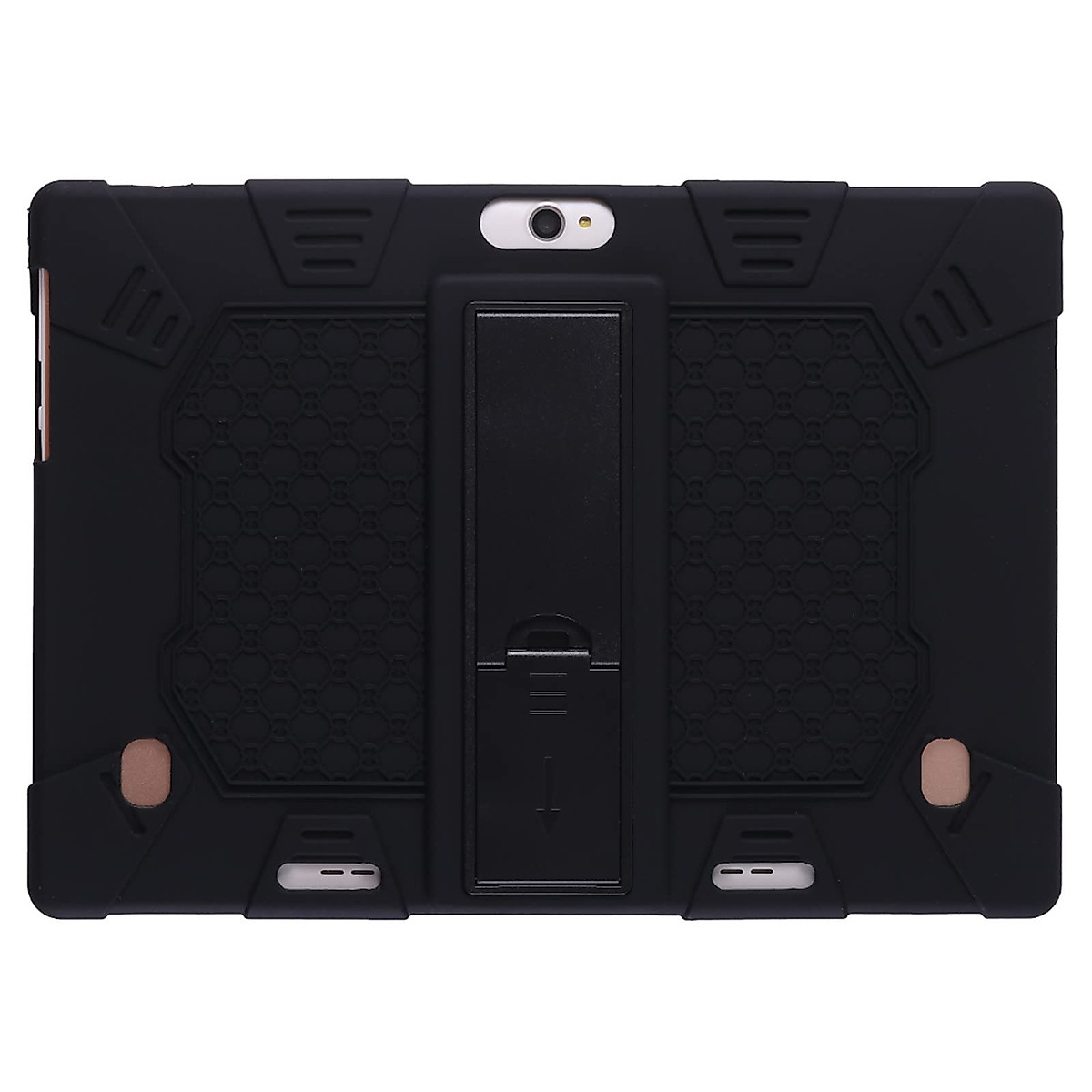 HminSen Case for YELLYOUTH 10.1 inch Android Tablet, Silicone Adjustable Stand Cover Compatible with Hoozo 10,Wecool 10.1 Inch Android Tablet, ZONKO 10.1 Inch Tablet (Black)