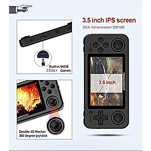 ANBERNIC RG351P Handheld Game Console with 64G TF Card 2500 Classic Games 3.5 Inch IPS Screen 3500mAh Battery, Video Games Player with Open Source System RK3326 Chip Quad-core (RG351P Black)