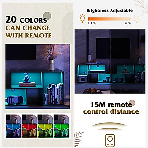 WLIVE TV Stand, Deformable TV Stand with LED Strip, Modern Entertainment Center, Gaming Media 3 Pieces Console Cabinet for Living Room, Bedroom, Black