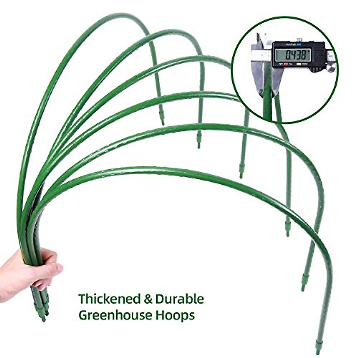 Extra Tall Metal Garden Hoops, Ohuhu 6 PCS Durable Thickened Greenhouse Hoop Rustproof Extra-Long 19.7"x38.6" Steel Tunnel with Splicing Stakes, Green House Arched Hoops for Raised Beds Fabric Netting