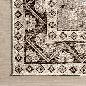 Rugs USA x Lauren Liess Clovebud Geometric Machine Washable Area Rug, 9x12, Beige