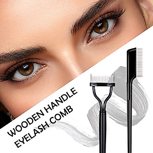 Eyelash Comb Lash Brush Separator 2Pcs, Dust2oasis Eyelashes Separator Curler Makeup Mascara Applicator, Eyelash Grooming Brushes Metal Teeth, Eye Makeup Brush Tools with Comb Cover dark black