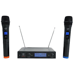 Rockville RWM132V VHF Wireless Dual Handheld Microphone System/High Sensitivity, Black