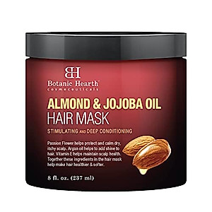 Botanic Hearth Almond & Jojoba Oil Hair Mask | For Dry & Damaged Hair | Deep Conditioning & Moisturizing Treatment | Color Safe | For Men & Women | 8 oz