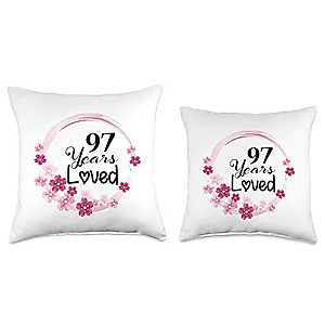 97th Birthday Gifts Idea Loved Funny 97 Years Old Men Women 97th Birthday Throw Pillow, 18x18, Multicolor