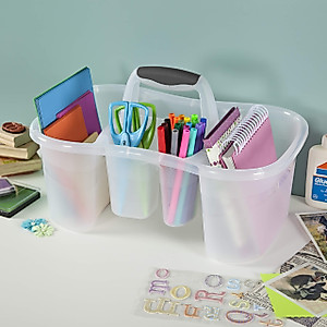 Sterilite 15878606 Bath Caddy, Clear Caddy w/ Black Insert, 6-Pack