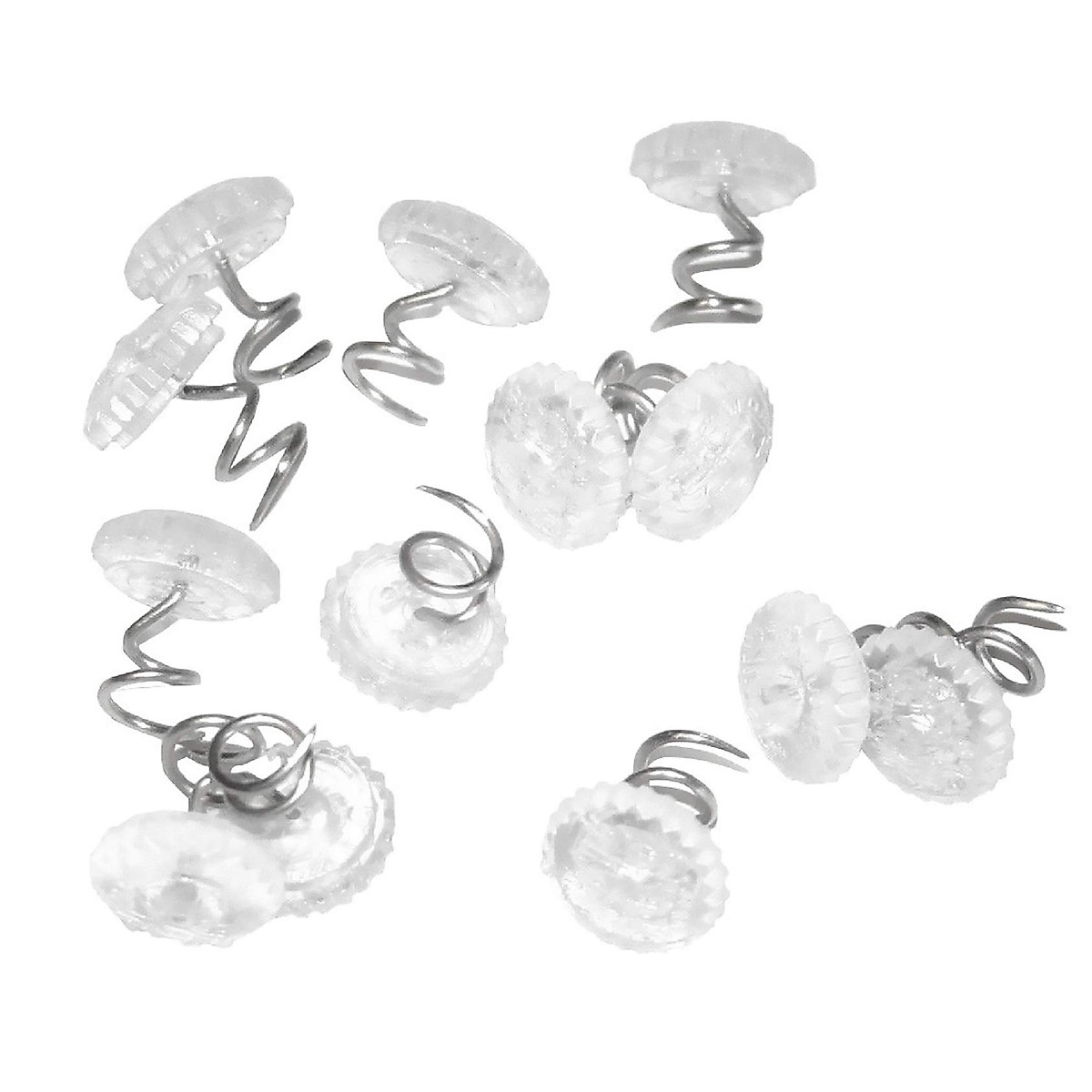 Attmu 50 Pcs Upholstery Tacks Headliner Pins Clear Heads Twist Pins for Slipcovers and Bedskirts, 0.5 Inches Bed Skirt Pins