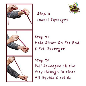 Straw Squeegee Cleaning Tool 4 Pack - (2 Small, 2 Wide) - BPA Dishwasher Safe Straw Silicone Squeegee Brush Designed to Clean Reusable Softy Straws