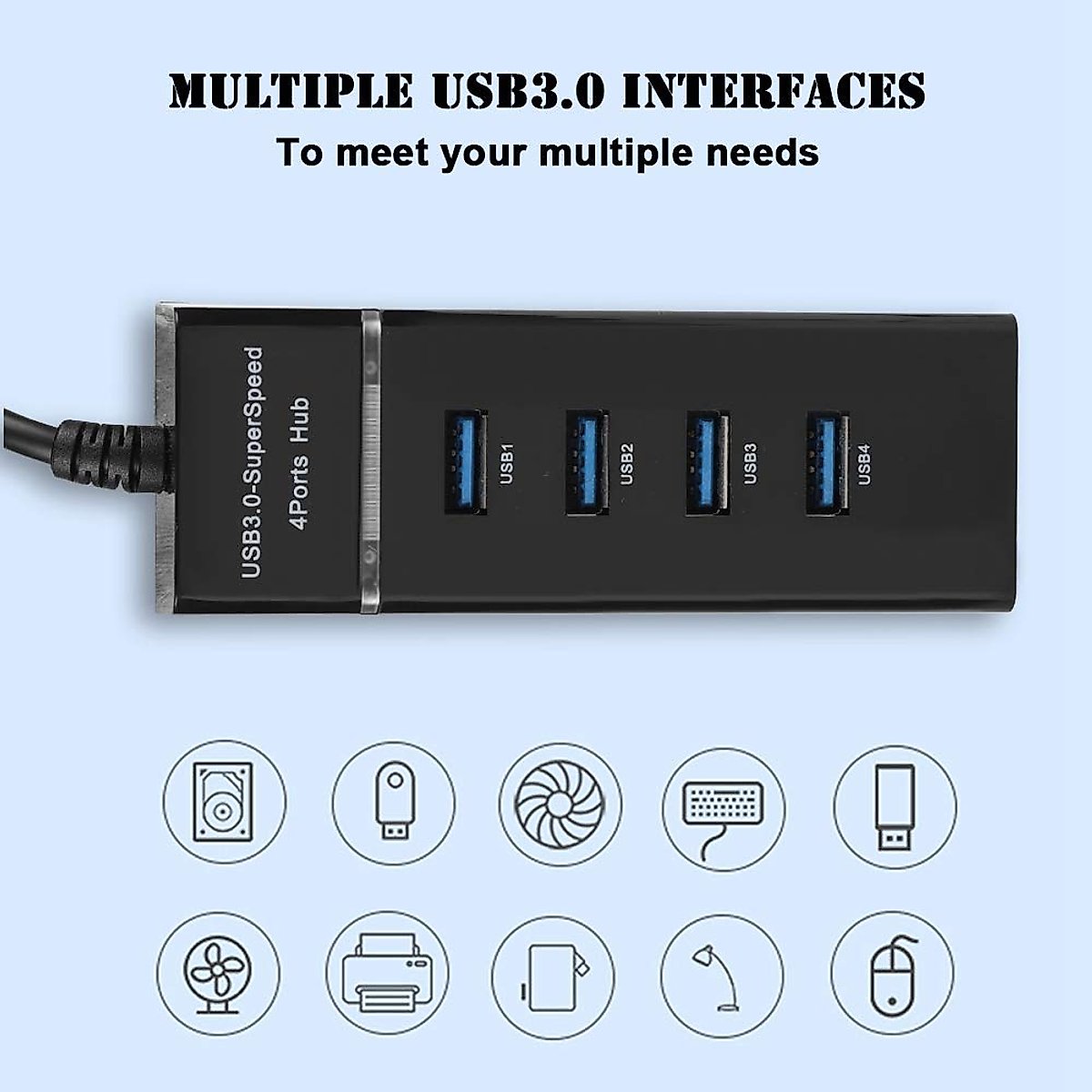 Ciglow 4 Port Hub,Portable USB 3.0 Adapter Splitter,5Gbps Data Transfer,Plug and Play,Data Hub for MacBook,PS4,Xbox One,Tablet,Etc.