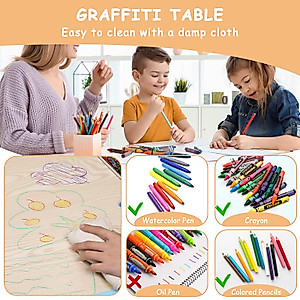 Arlopu Kids Study Table and Chair Set, Height Adjustable Children Desk and 4 Chairs Set, Toddler Multi-Activity Table Set for Reading, Drawing, Eating, Max Load 220lbs Boys Girls Gift (Beige)