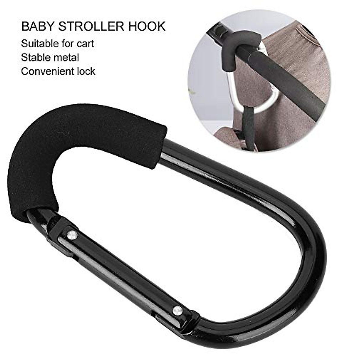 Stroller Hook Mommy Stroller Clip and Stroller Accessories Organizer Hook Pushchair Hook Infant Buggy Bag Clip Large Carabiner Mommy Storage Hook for Shopping Bag Water Bottles
