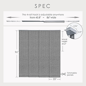 GoDear Design Adjustable Sliding Vertical Blinds 45.8"- 86" W x 96" H, Extendable Panel Track Blinds for Sliding Glass Doors Patio Doors Windows, Trimmable Woven Fabric Vertical Shades, Munich Castle