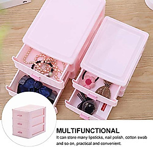 DOITOOL Storage Containers Desktop Jewelry Storage Drawer Makeup Organizer Earring Holder Stand Cosmetic Storage Container for Home Girl Bedroom (Pink) Desk Organizer Caddy