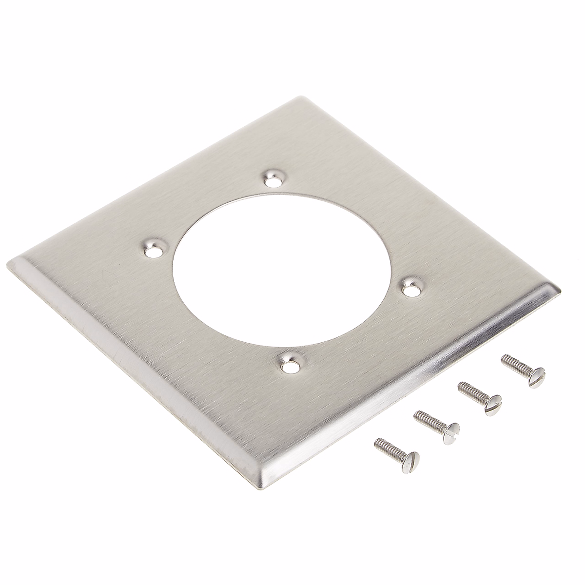 Leviton S701-40 2-Gang Power Receptacle Wallplate, Flush Mount, Standard Size, Device Mount, 302 Stainless Steel