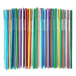 300 Pcs Flexible Colorful Disposable Plastic Bendable Drinking Bendable Straws, 10.4" Long and 0.23'' Diameter