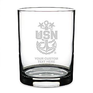 7.62 DESIGN Personalized U.S. Navy Master Chief Petty Officer 14 oz. Double Old Fashioned Glass