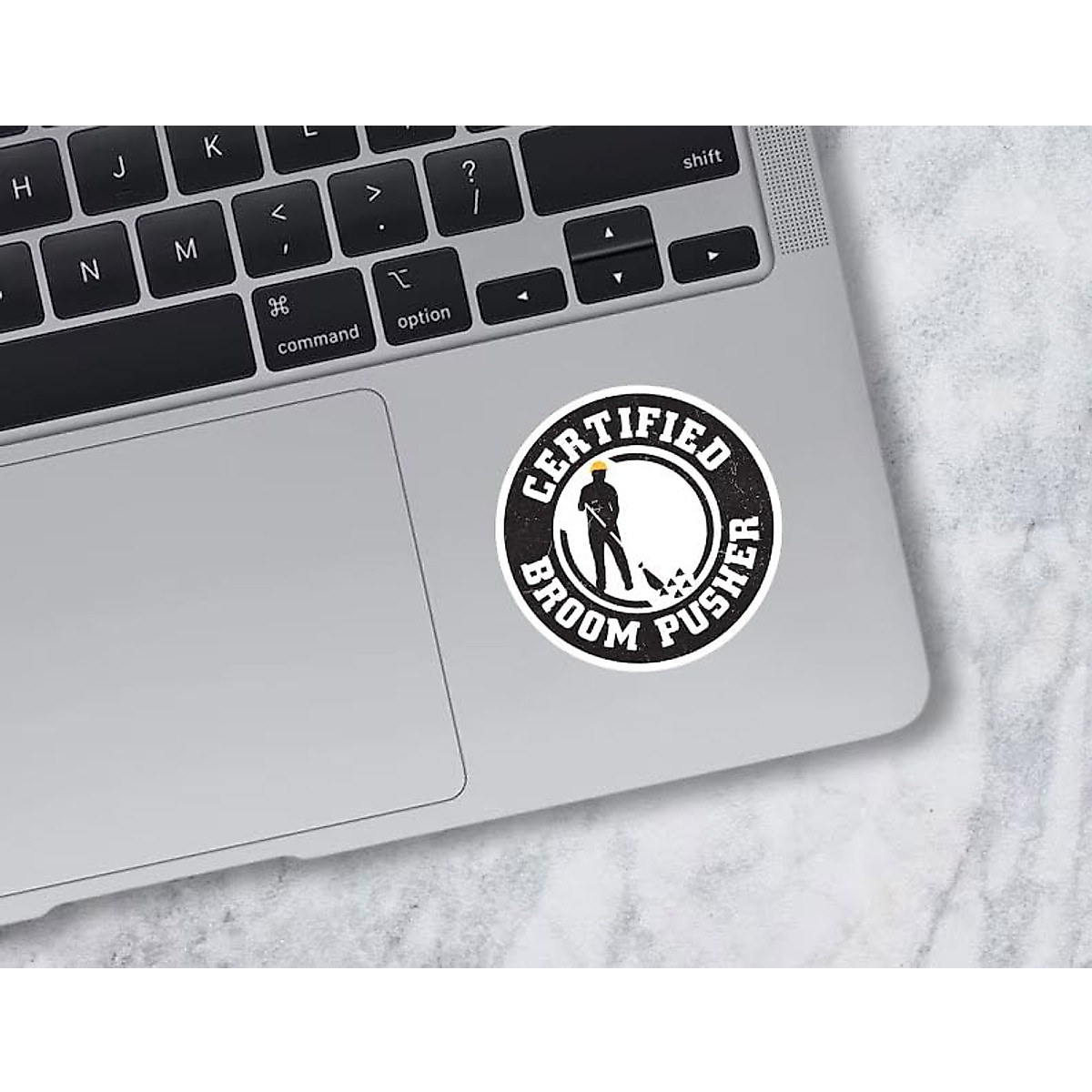 Miraki Broom Pusher Certified Sticker, Funny Hard Hat Sticker, Caution Sticker, Helmet Sticker, Water Assitant Die-Cut Vinyl Dad Decals for Laptop, Phone, Water Bottles, Kindle Sticker