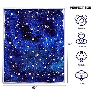 Stars Fleece Throw Blanket, Jewel Blue Starry Sky Plush Throw Blanket Love Gifts Blanket for Women Super Soft Bed Sofa Chair Throw for Kids and Adults (47" x 60")