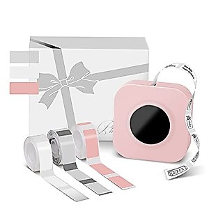 Memoqueen Label Makers Machine with 3 Tapes Q30S Handheld Bluetooth Mini Sticker Thermal Label Printer, Easy-to-Use for Home Office Organization, Rich Icon Font Multiple Templates,Pink
