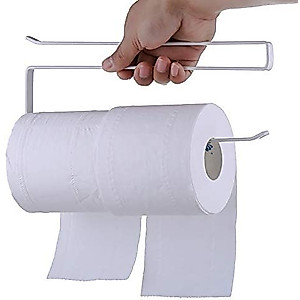 Mihao 2 Packs Kitchen Cabinet Cupboard Under Shelf Storage Paper Towel Roll Holder Dispenser Napkins Rack, White