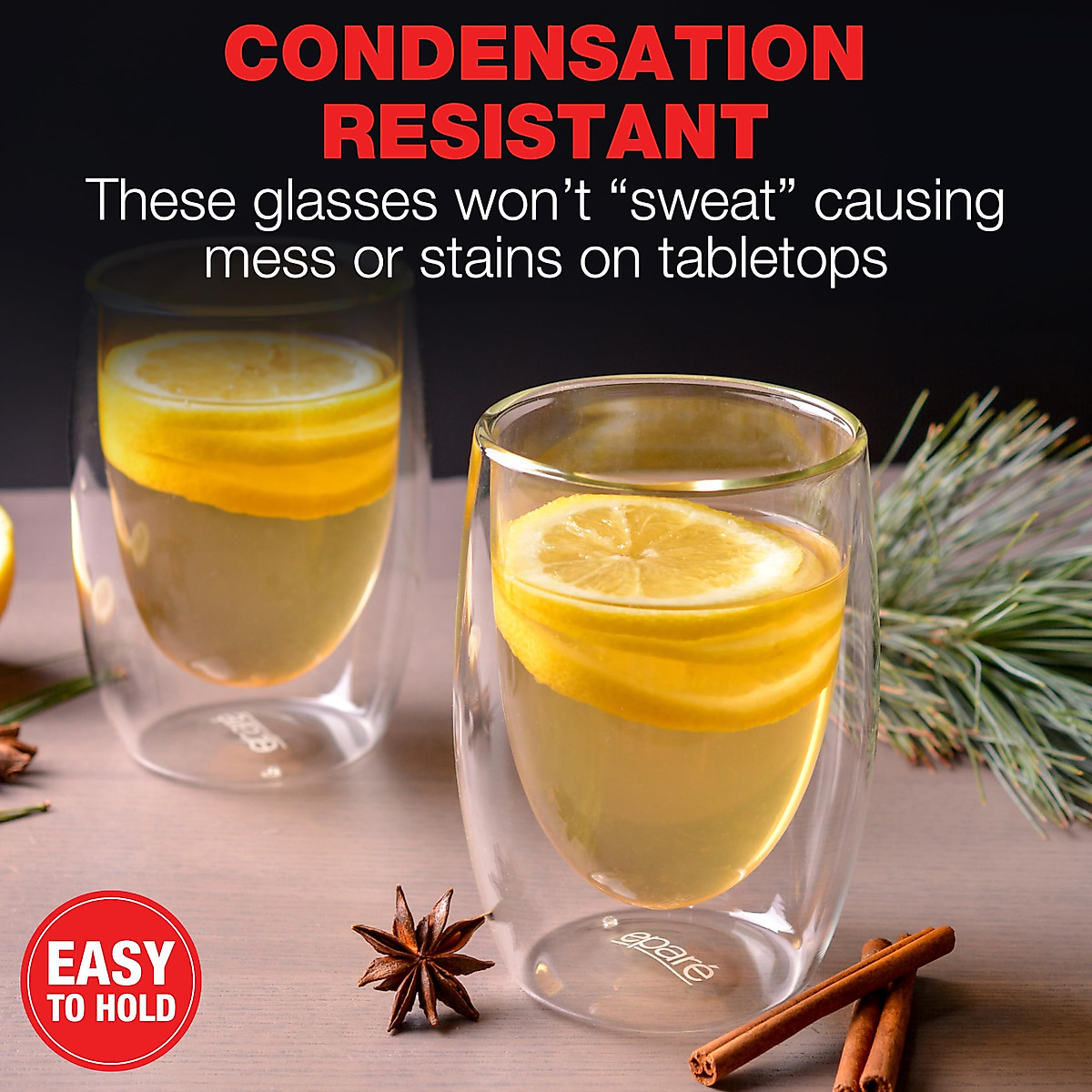 Eparé Stemless Wine Glasses - 13 oz Set of 4 Double-Walled Hand Blown No Stem Wine Glasses - Stemless Red & White Clear Wine Glass Tumblers for Wedding