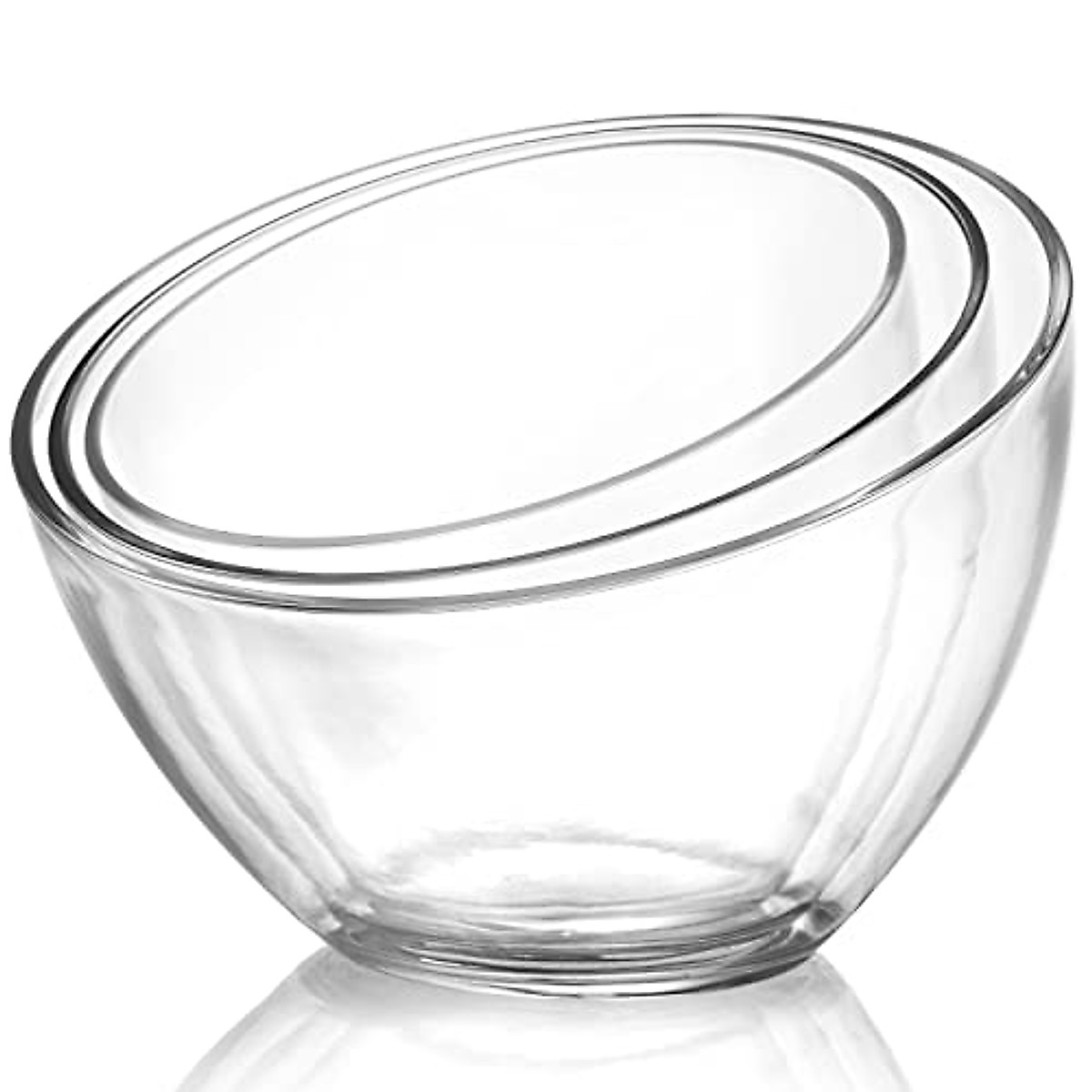Lyellfe 3 Pack Angled Plastic Bowls, Clear Salad Serving Bowls, Thick Acrylic Candy Bowls for Parties in Assorted Sizes, Snack Bowl for Pasta, Candy, Chips, Fruit, Prep