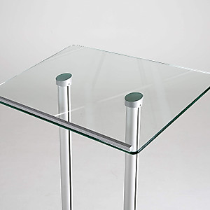 M&T Displays Tempered Clear Glass Conference Podium Stand Silver Aluminum Body and Base 43.9 Inch Height Floor Standing Lectern Pulpit Desk for Classroom Church