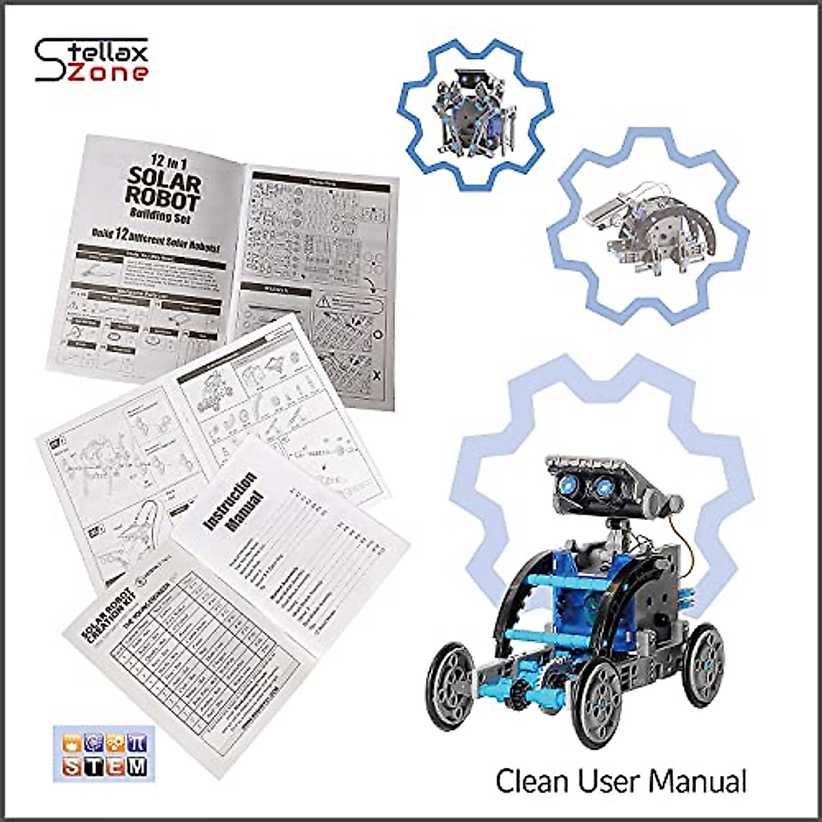 STELLAX ZONE 12 in 1 Solar Robot Kit, Building Robots for Kids 8-12 Year Olds Boys Girls Gifts, 190 Pcs STEM Education Science Toys Robotics Kits