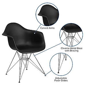 Flash Furniture 2 Pack Alonza Series Black Plastic Chair with Chrome Base