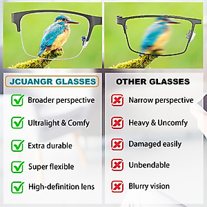 Bifocal Reading Glasses for Men, No Line Bifocals Progressive MultiFocus Readers, Wide Clear Top Transition Non Prescription Multifocal Eyeglasses,Large Anti Blue Light Multi focals Half Frame +1.75