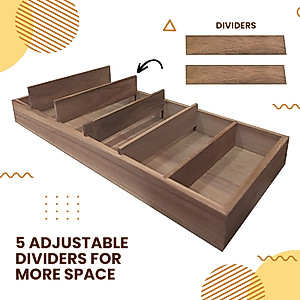 House Tricks CatchAll Tray for Entryway Table - Sunglass Drawer Organizer Tray with Removable Dividers to Storage Wallet/Watches/Keys/Cellphones (Acacia)